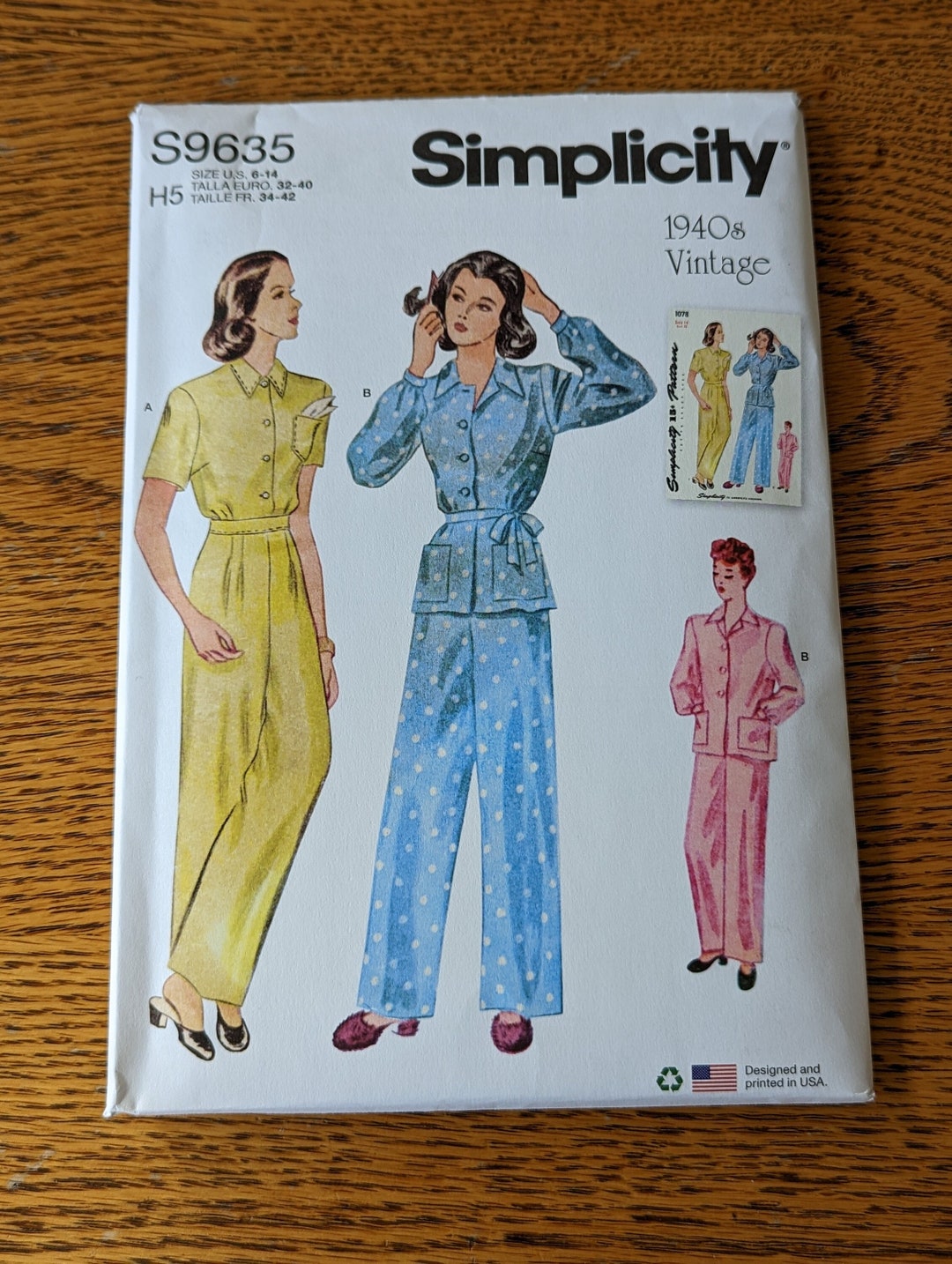 Simplicity 9635 / S9635 / 1940s Vintage Pajama Pattern / Hollywood Star ...