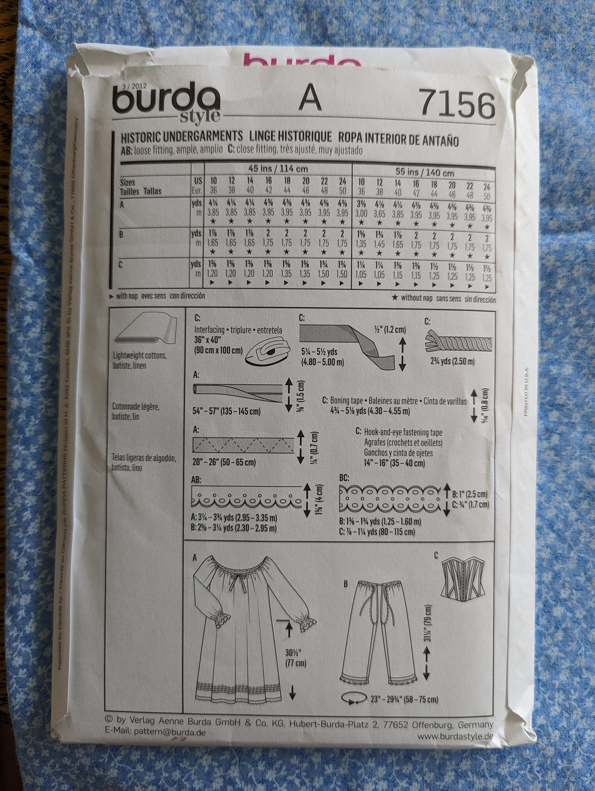 Burda 7156 / Victorian Corset and Bloomers Pattern / Historic Nightgown ...