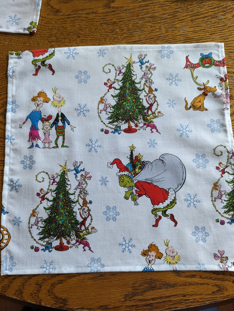 Christmas Cloth Napkins/ Grinch Cloth Napkins/ How the Grinch Stole ...