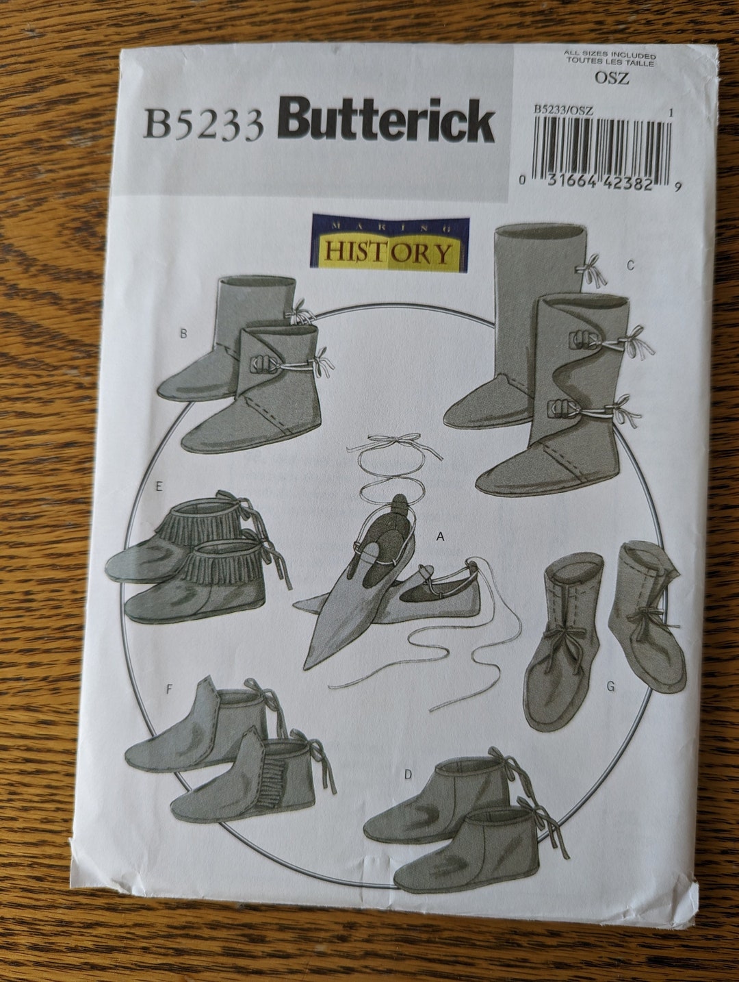 Historical Shoe Pattern / Butterick 5233 / Butterick Moccasin Pattern ...