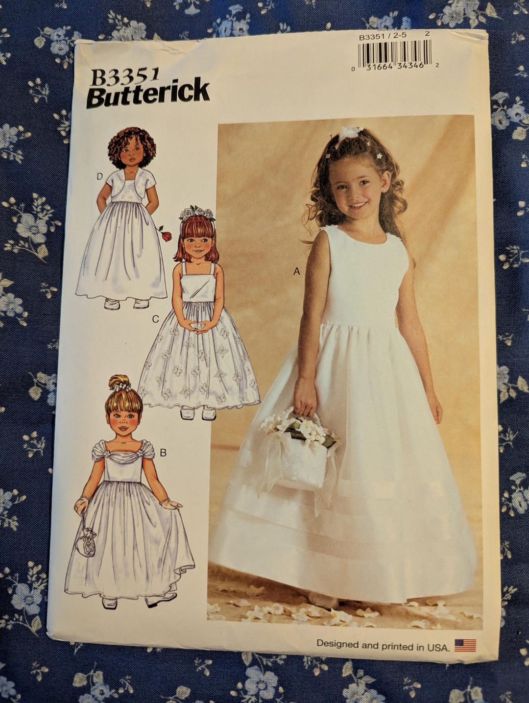 B3351/ Butterick 3351/ Flower Girls Dress Pattern/ Childs Dress for Wedding/ Little Girls Formal ...