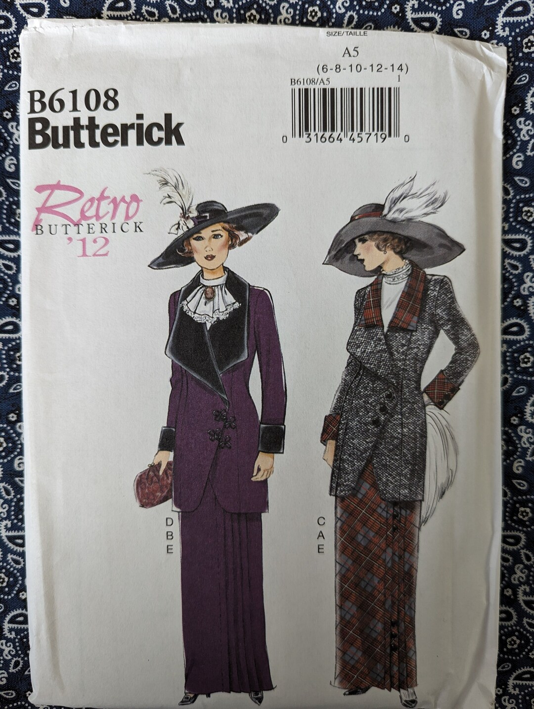 Butterick 6108/ B6108/ Retro 1912 Butterick Pattern/ Edwardian Dress ...
