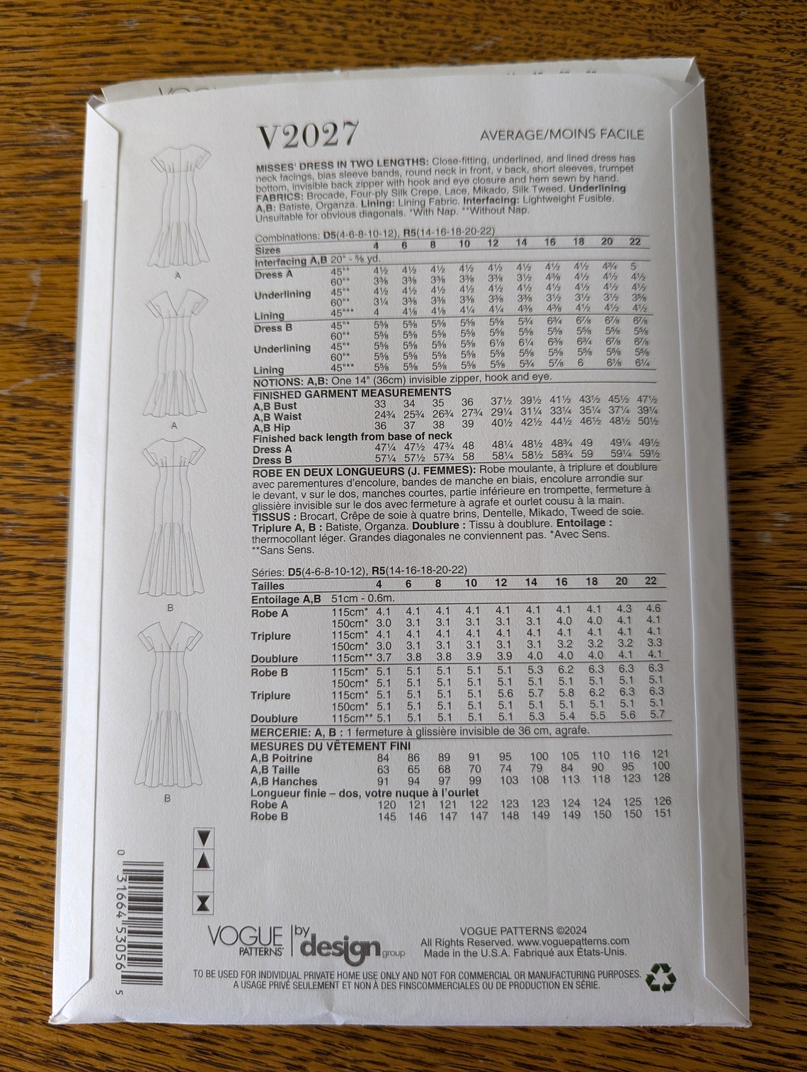 Vogue 1930s Style Dress Pattern #V2027/ Vogue 2027/vogue Formal Dress ...