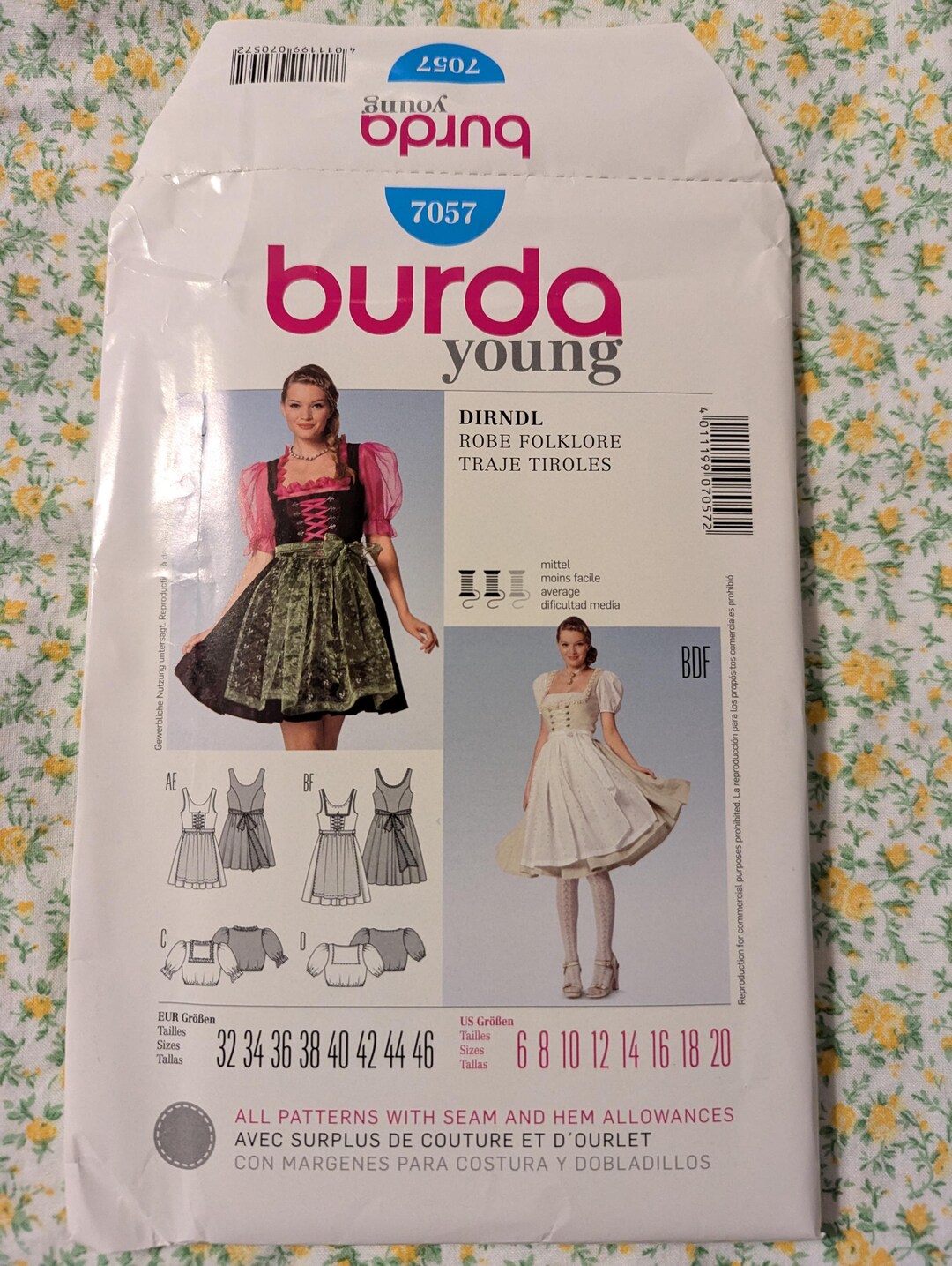 Dirndl Dress Pattern / Octoberfest Outfit / Burda Young 7057 / Burda Dirndl Pattern - Etsy