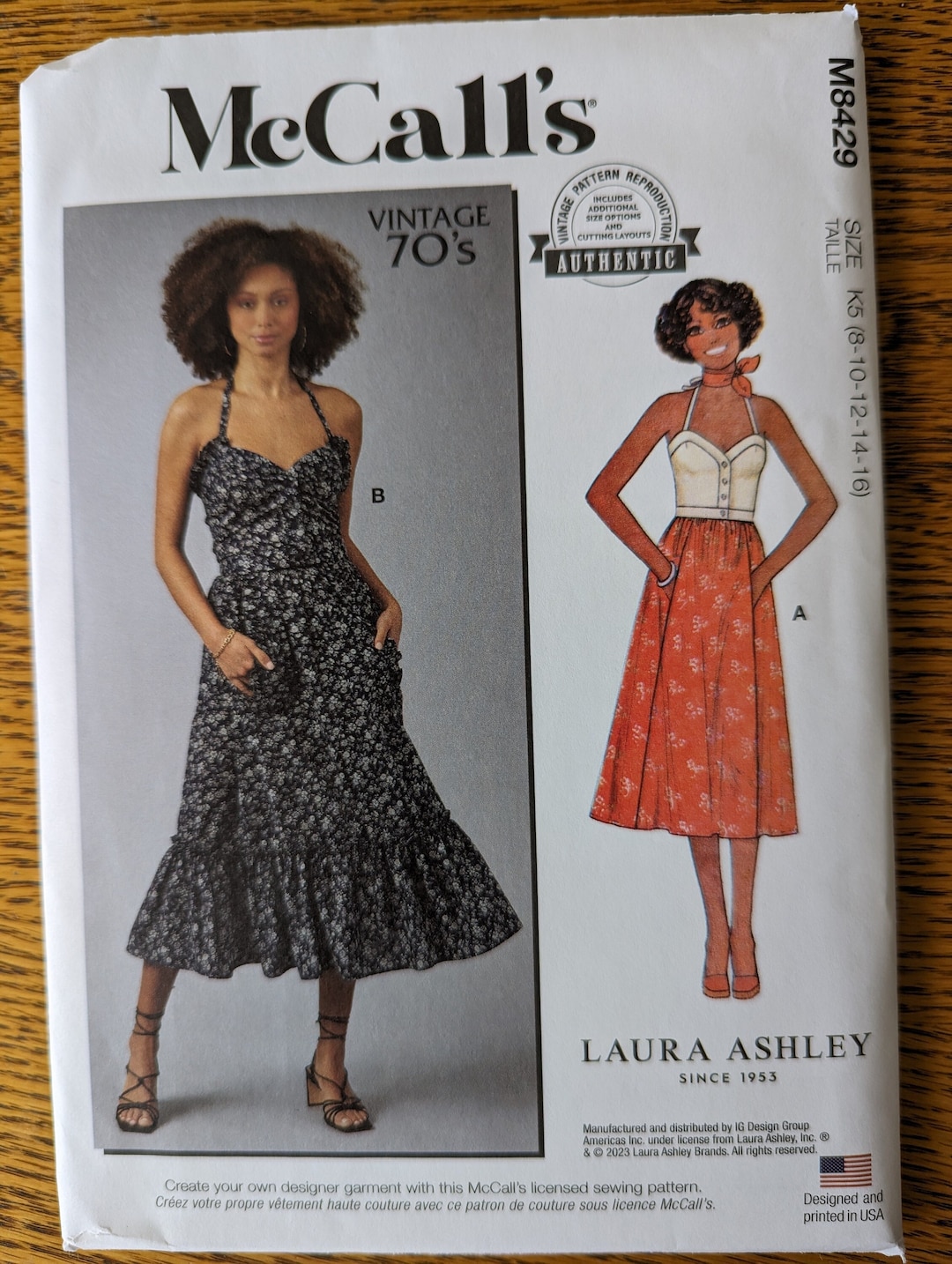 Mccall's 8429/ M8429/ Vintage 70s Mccalls Laura Ashley Pattern/ Size 8 ...