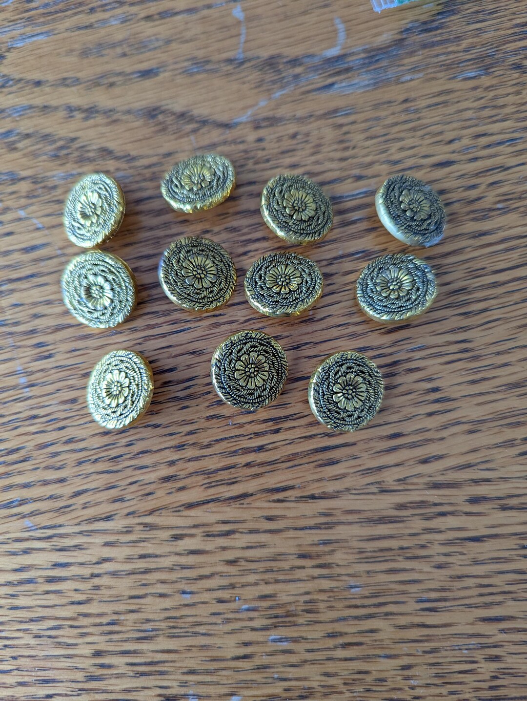 Set of 11 Gold Shank Buttons/ Plastic Buttons for Jackets/ Gold Flower ...