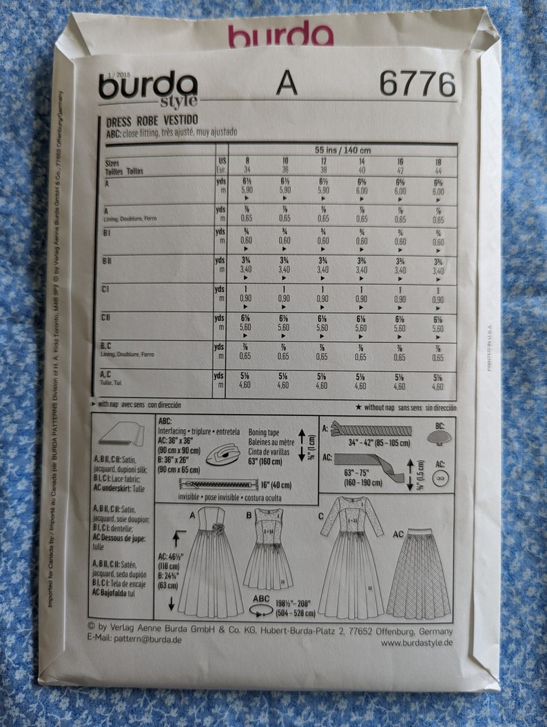 Burda 6776 / Wedding Dress Pattern / Prom Dress / Special - Etsy