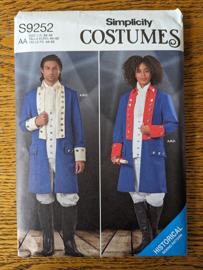 Revolutionary War Costume Pattern / Simplicity 9252 / S9252 ...