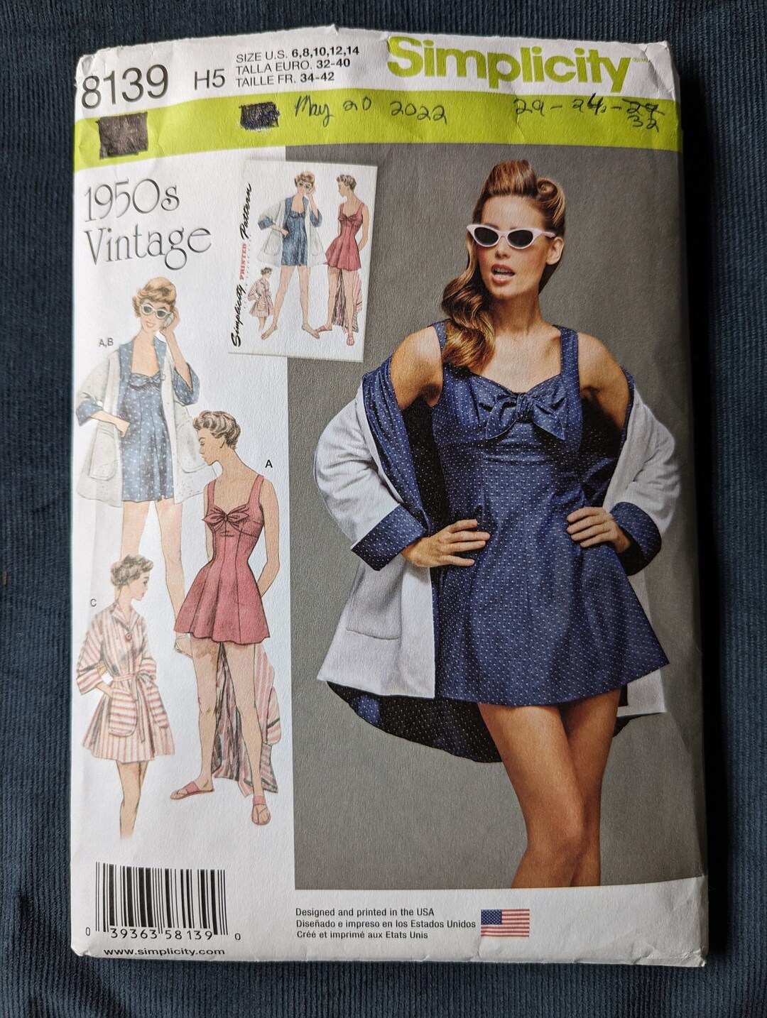 Simplicity 8139 / 1950s Vintage Swimsuit Pattern/ Reprint Pattern ...