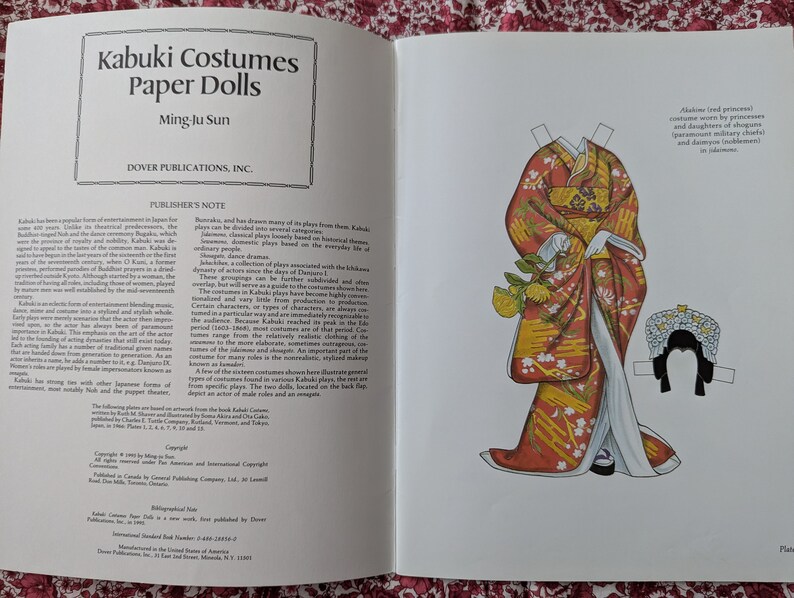 Japanese Kabuki Costumes Paper Dolls in Full Color/ Ming-ju Sun Paper ...
