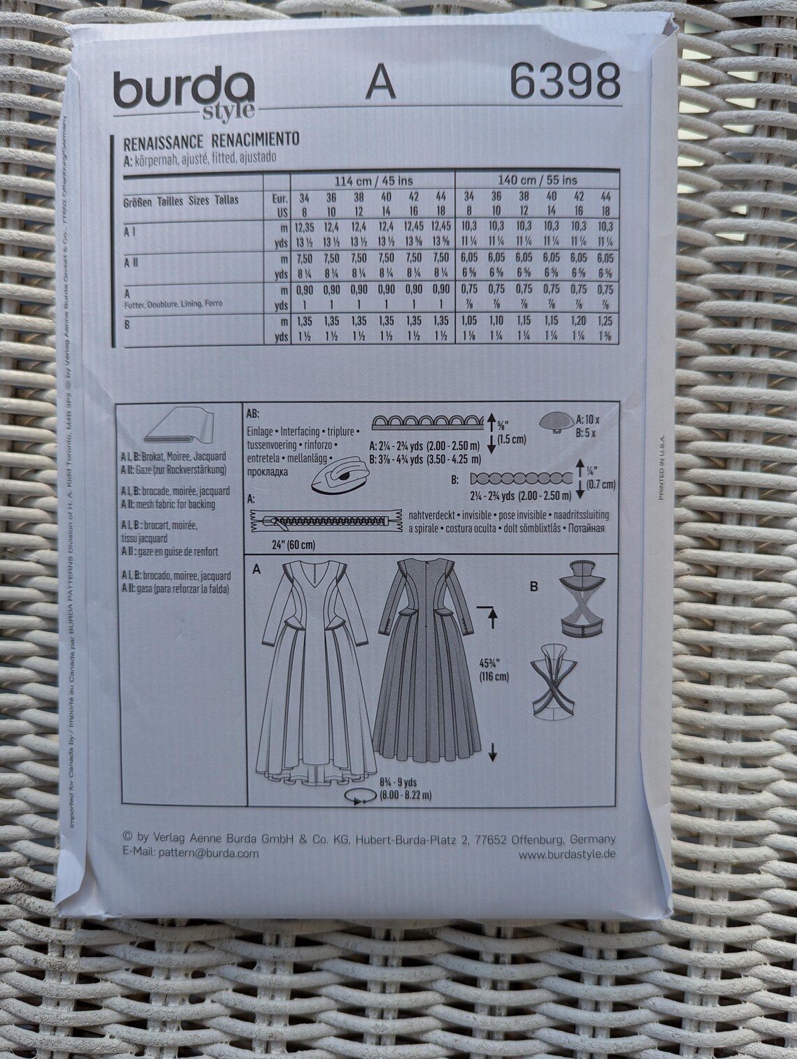 Burda 6398/ Medieval Dress Pattern/ Queen Dress Pattern/ Burda Style ...