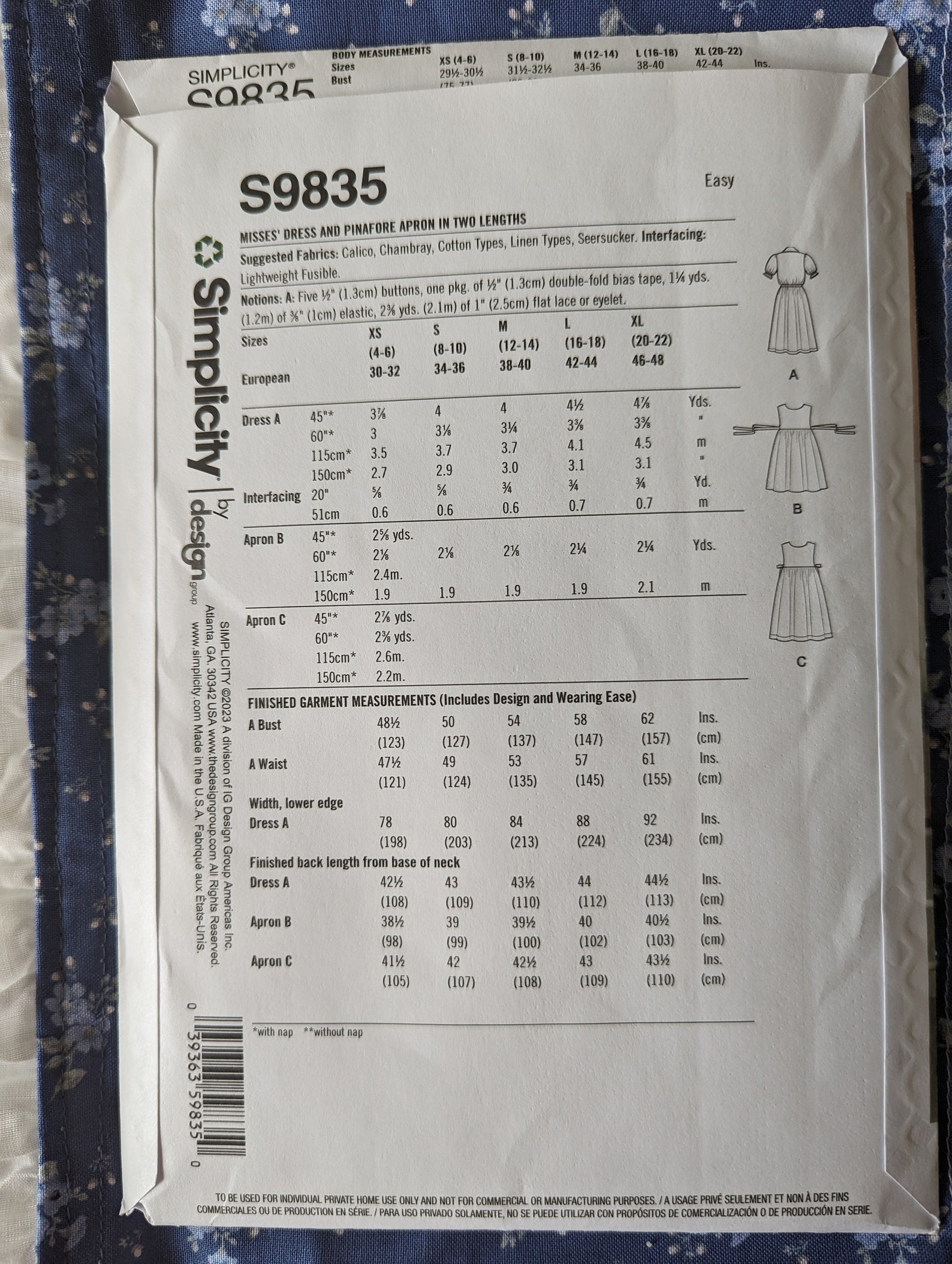 Simplicity 9835 / S9835/ Cottage Coredress Pattern / Prairie Style ...