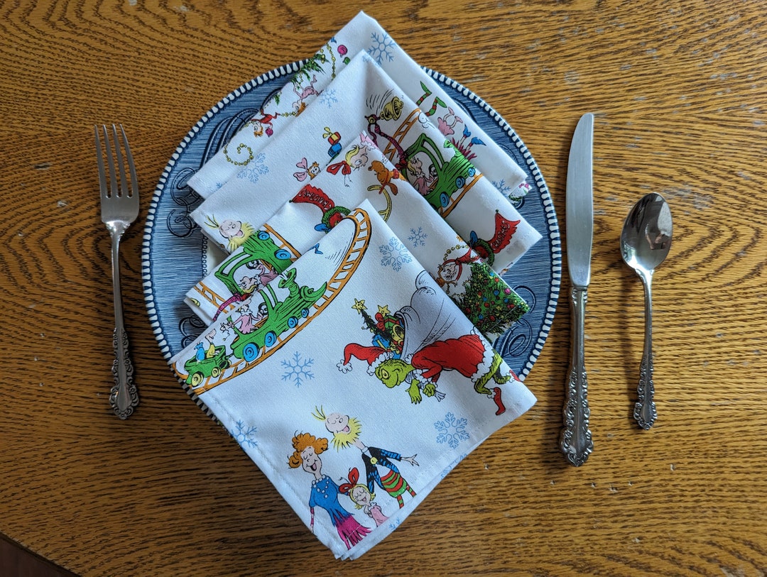 Christmas Cloth Napkins/ Grinch Cloth Napkins/ How the Grinch Stole ...