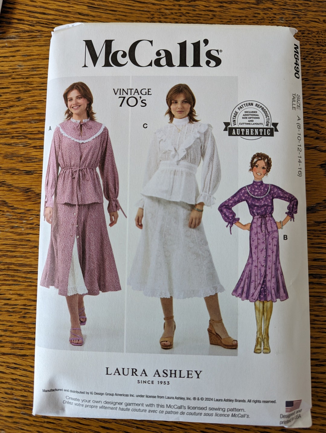 Mccall's 8490/ M8490/ Vintage 70s Mccalls Laura Ashley Pattern - Etsy