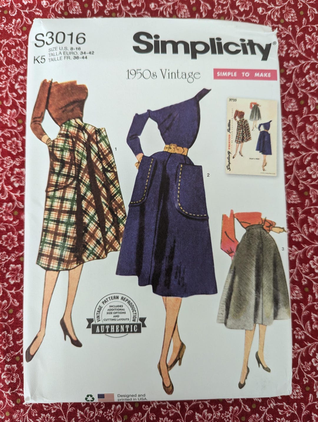 Simplicity 3016 / 1950s Vintage Patterns / S3016/women's Skirt Pattern ...