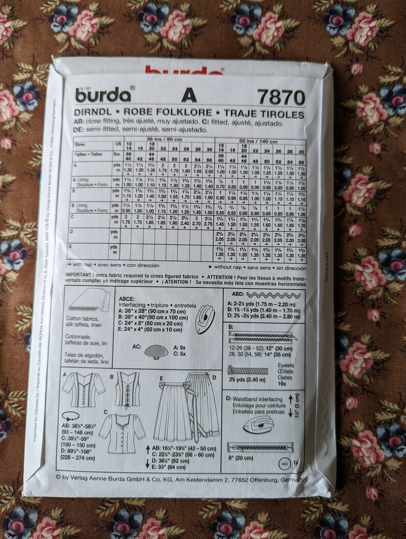 Octoberfest Dress Costume/ Dirndl Pattern/ Burda 7870/ Bavarian Folk Dress - Etsy