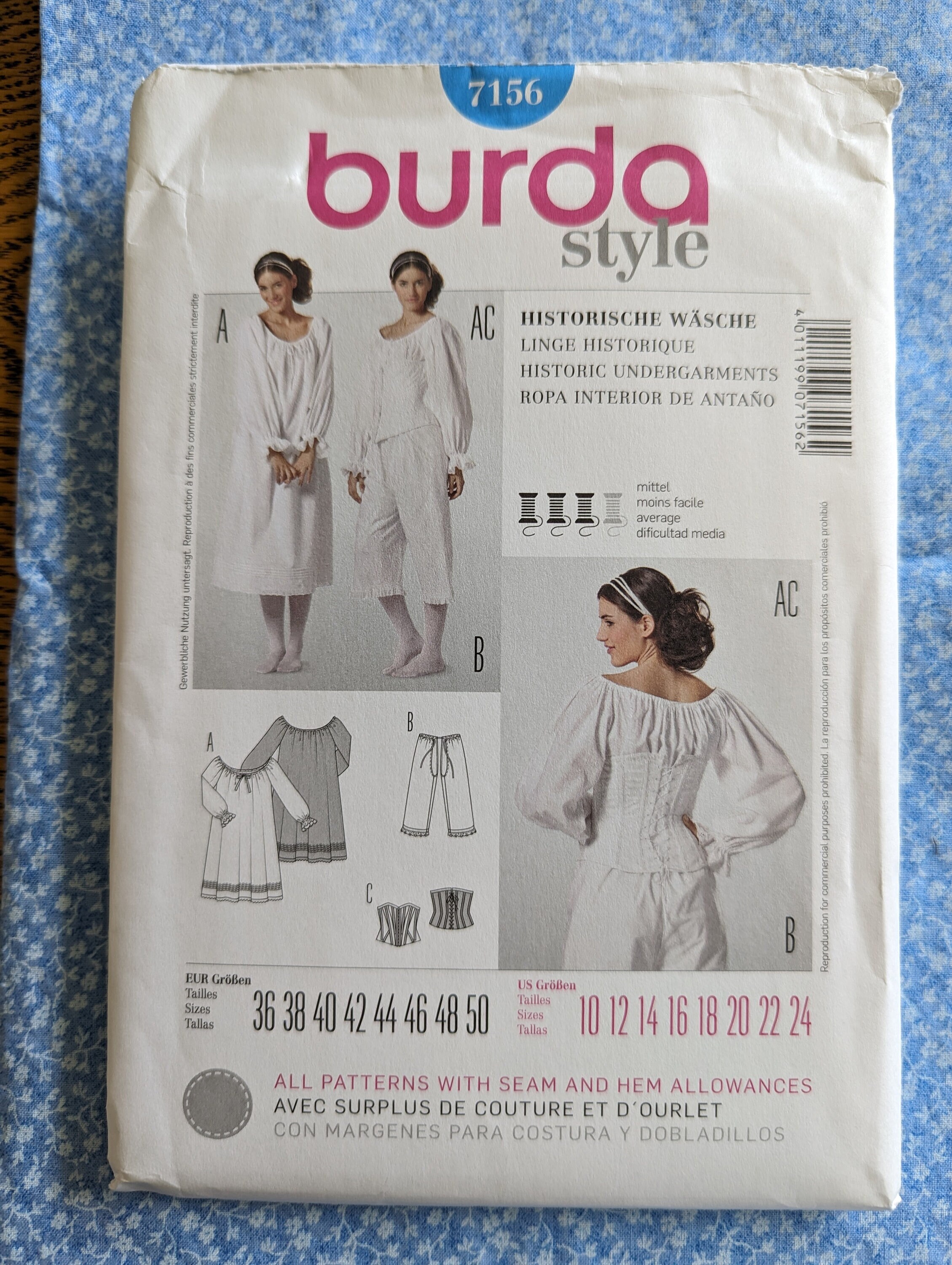 Burda 7156 / Victorian Corset and Bloomers Pattern / Historic Nightgown ...