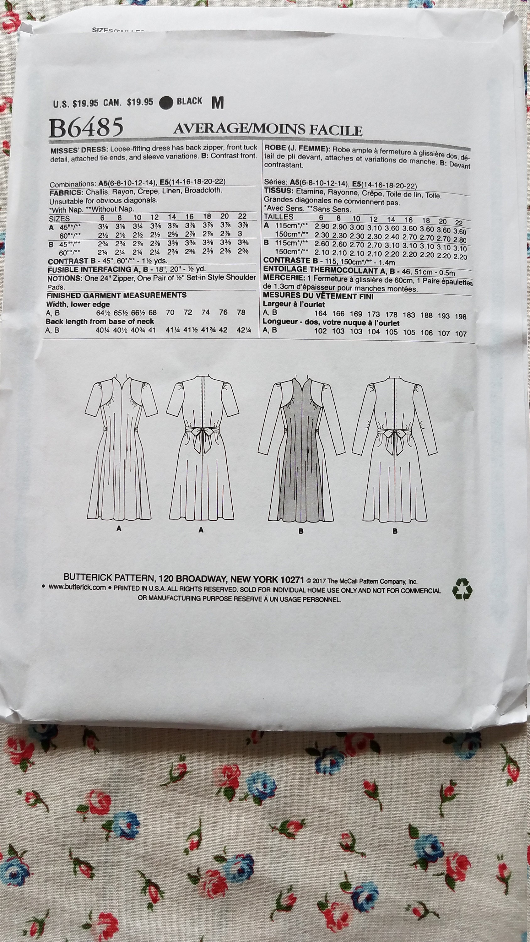 Butterick B6485 Retro Pattern - Etsy