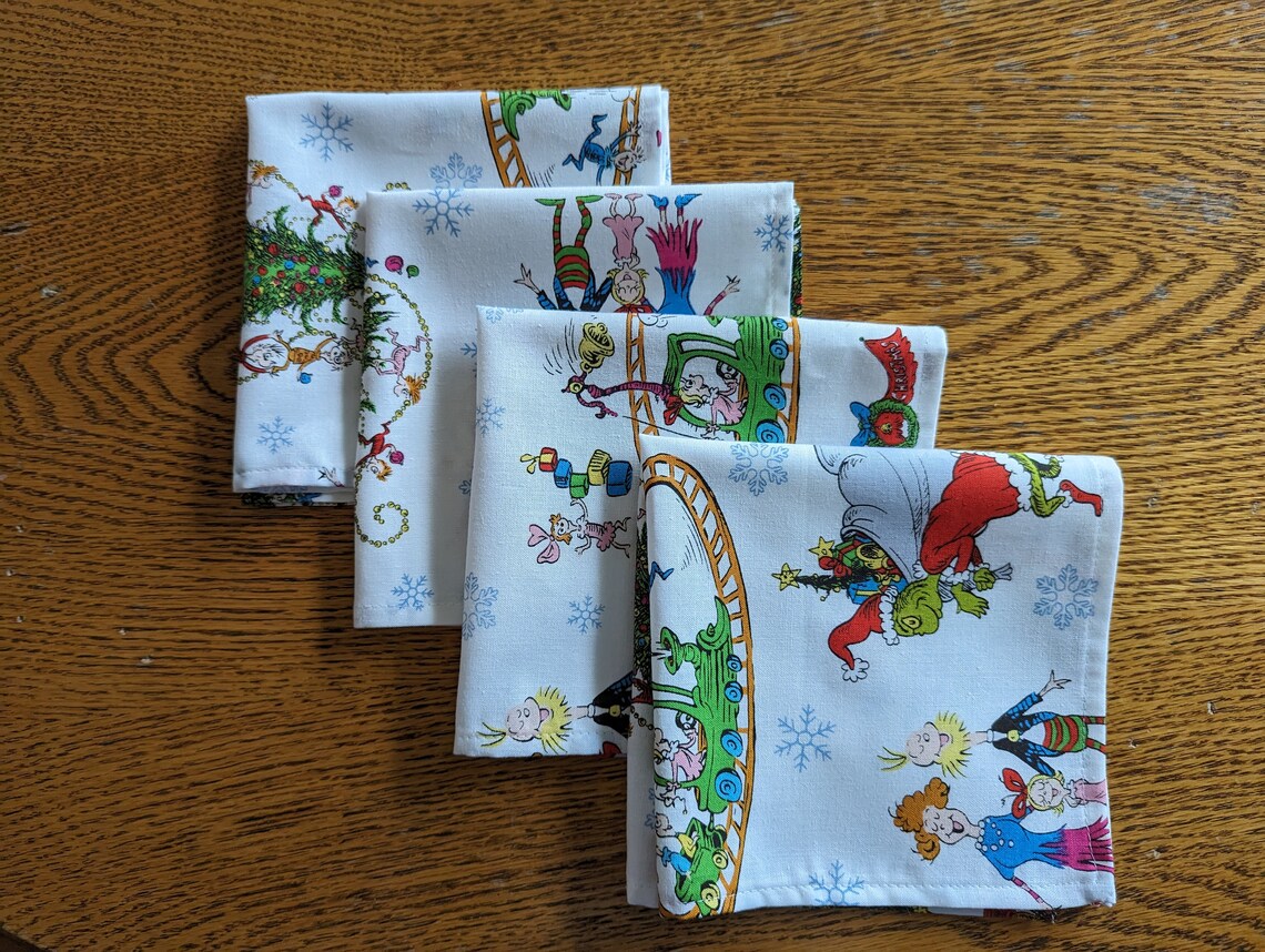 Christmas Cloth Napkins/ Grinch Cloth Napkins/ How the Grinch Stole ...