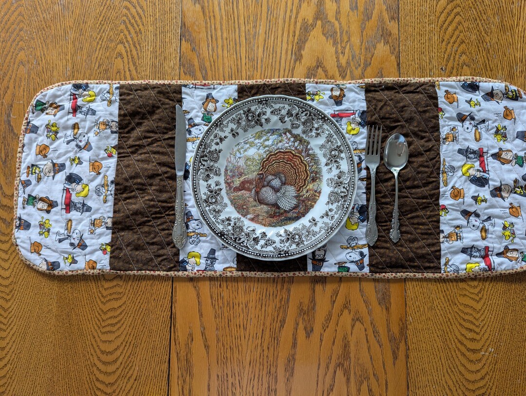 Peanuts 32" Thanksgiving Table Runner/quilted Thanksgiving Table Runner ...