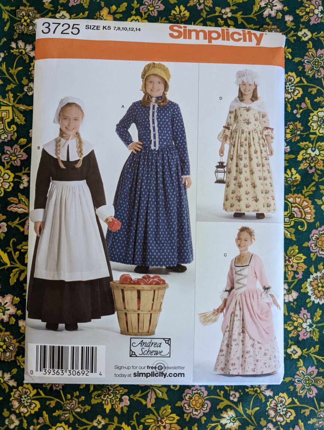 Girls Historical Costume Pattern/simplicity #3725/uncut Pattern/ Size 7 ...