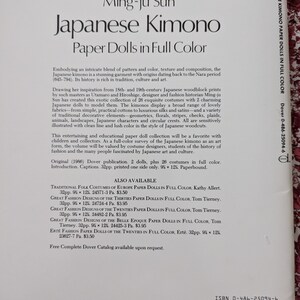 Japanese Kimono Paper Dolls in Full Color/ Ming-ju Sun Paper Dolls ...