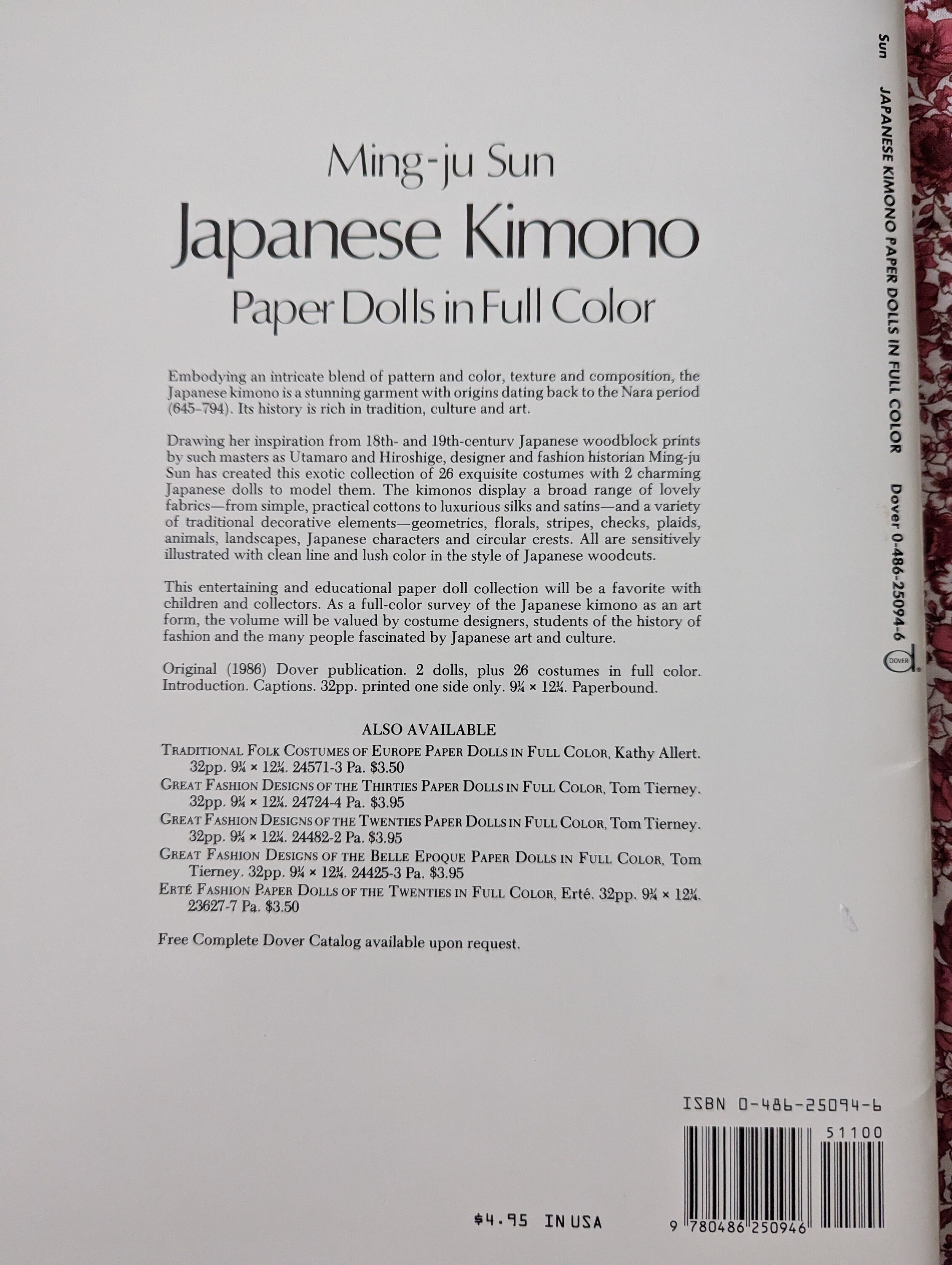 Japanese Kimono Paper Dolls in Full Color/ Ming-ju Sun Paper Dolls ...