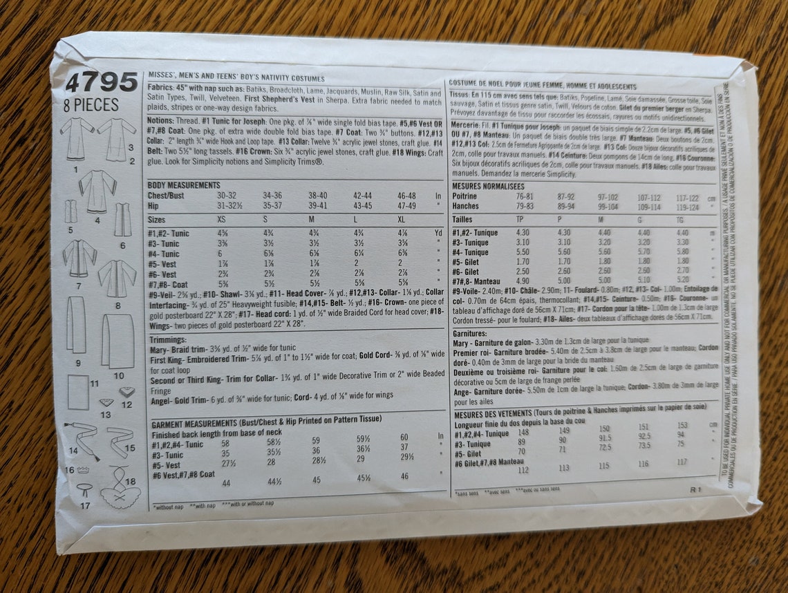 Simplicity 4795 / Biblical Clothing / Size XS-XL/ Cosplay/ Bible ...