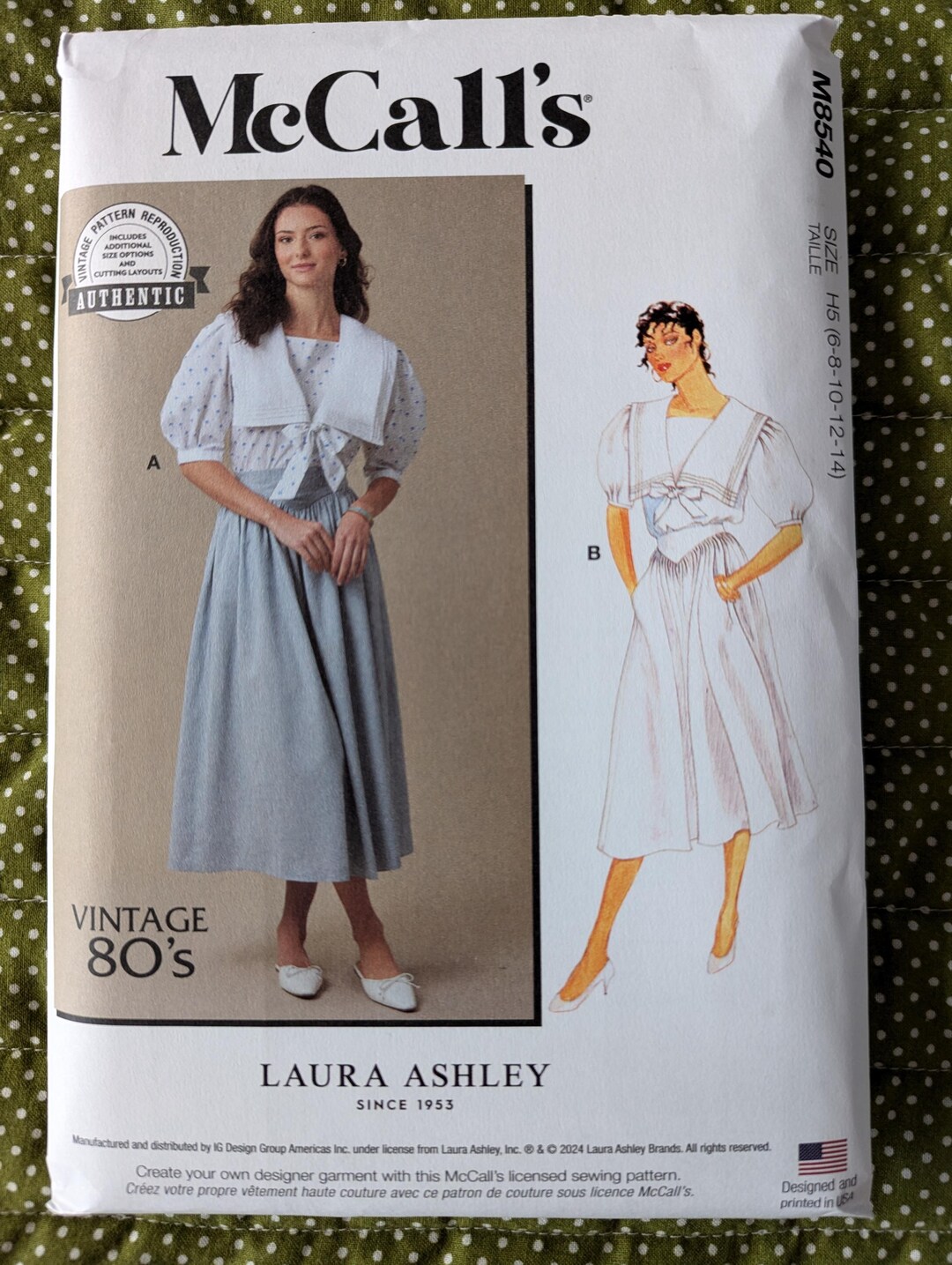 Laura Ashley Pattern M8540/ Laura Ashley Re-issue From 1980s/ Vintage ...