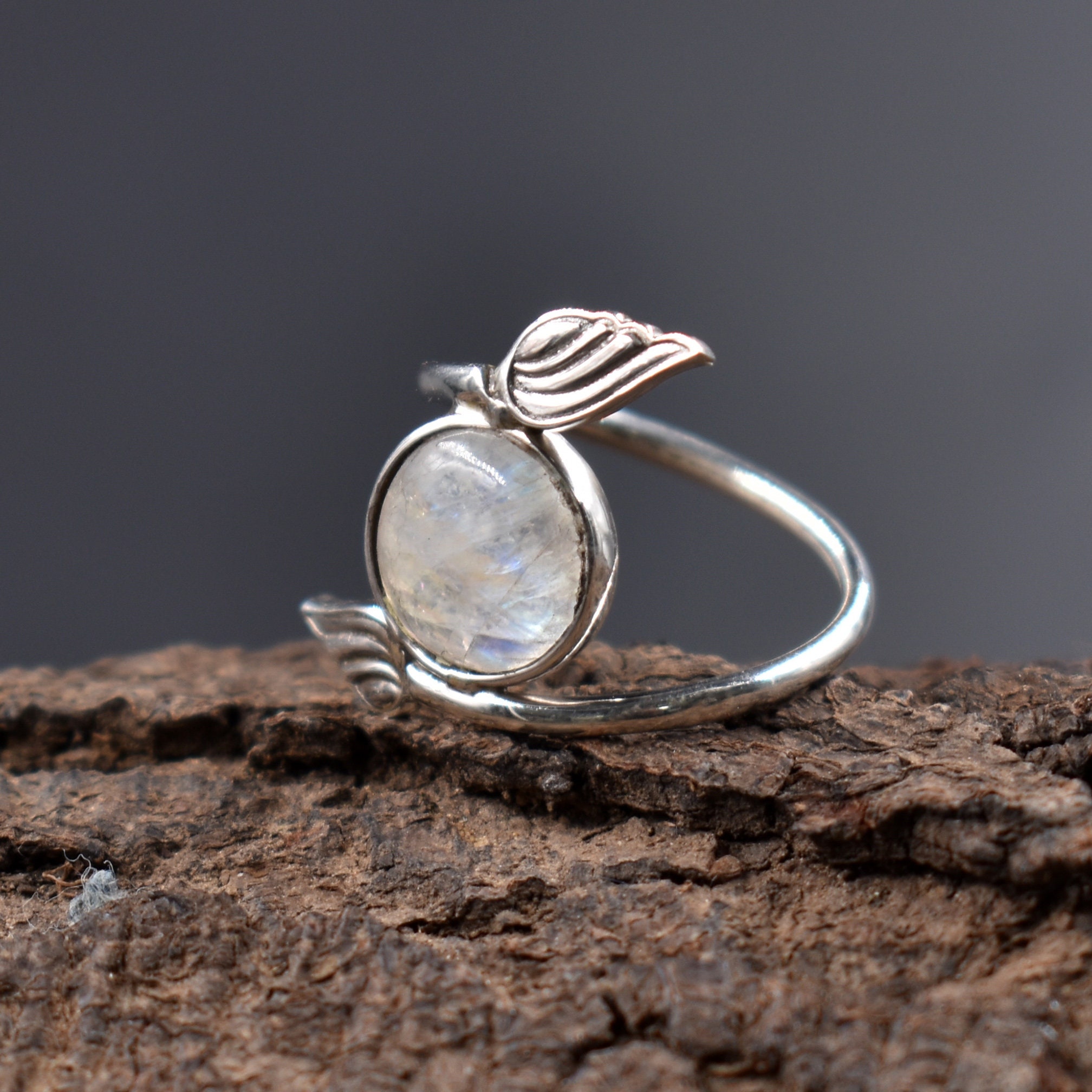 Natural Moonstone Blue Fire Ring 925 Sterling Silver | Etsy