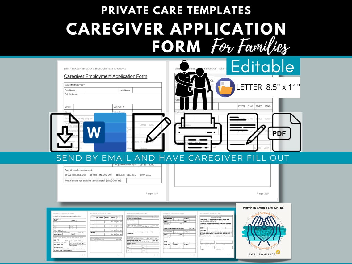 Caregiver Application Form Template: Hiring Private Care Assistance ...