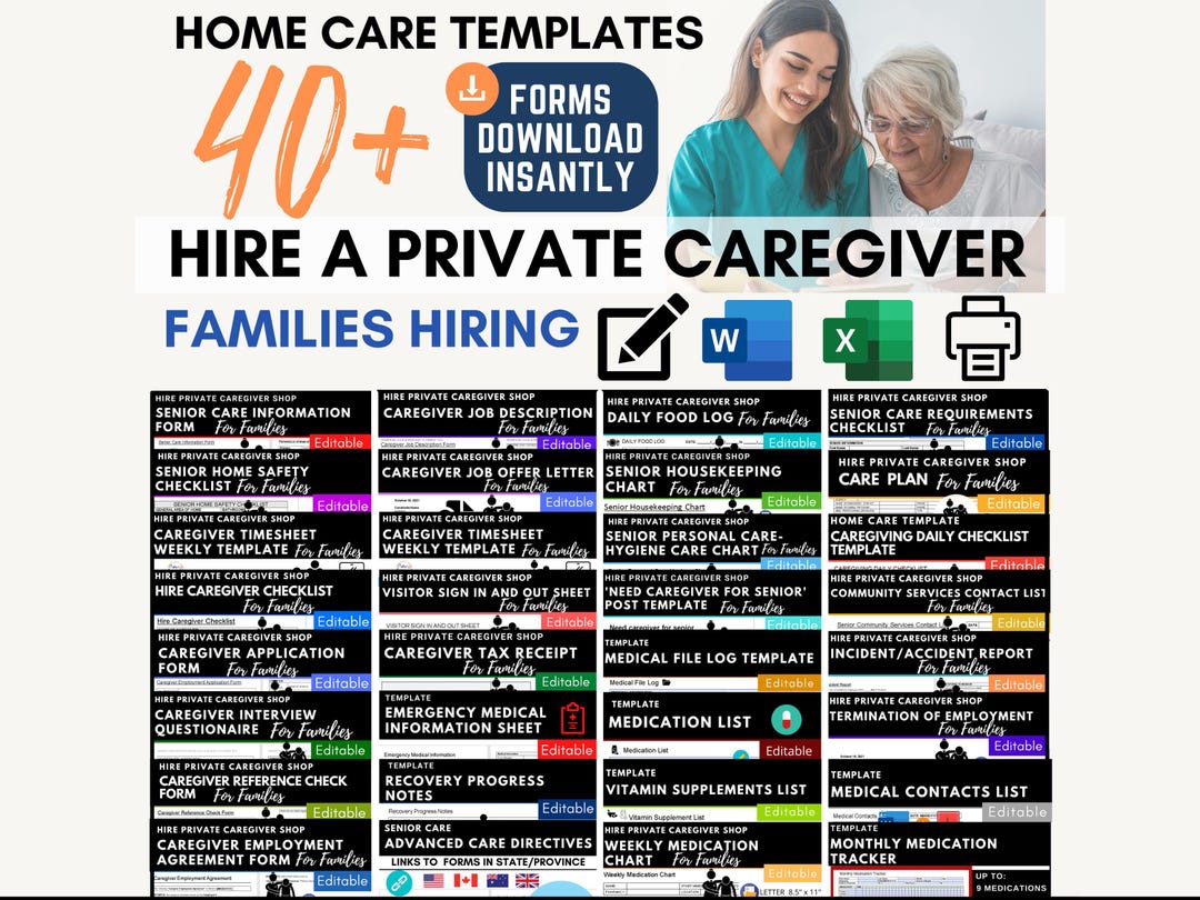 Home Care Templates for Families: Caregiver Forms | Checklists ...