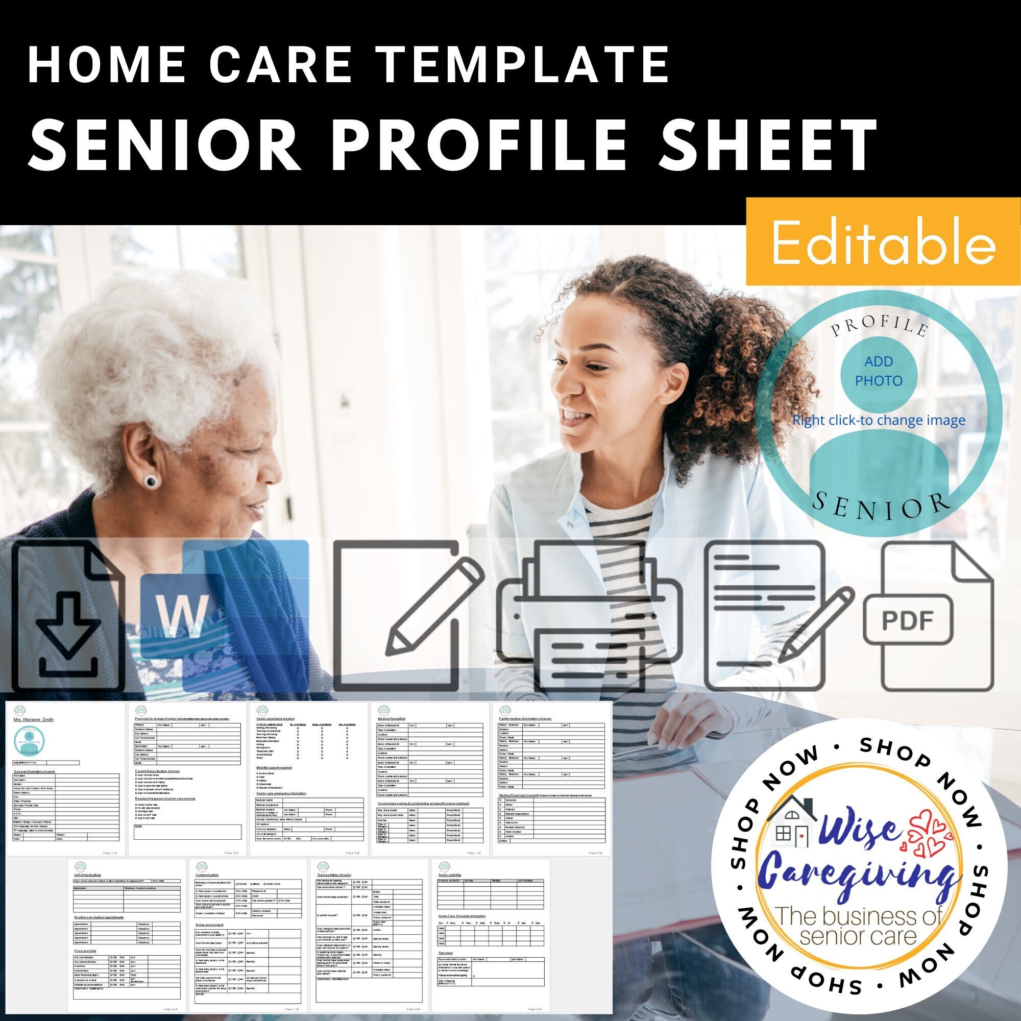Senior Profile Sheet Form, Medical Contacts, Allergy List, Emergency ...