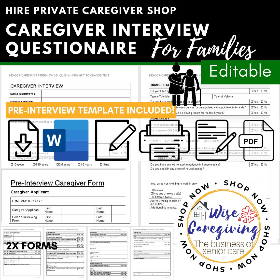 Caregiver Interview Questionnaire, Home Care Applicant, Caregiving ...
