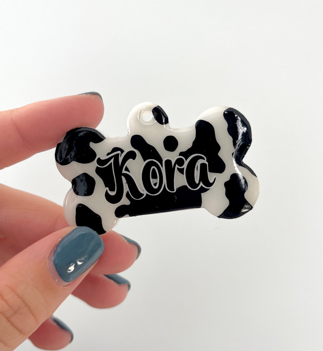 Cow Print Pet Tag - Etsy