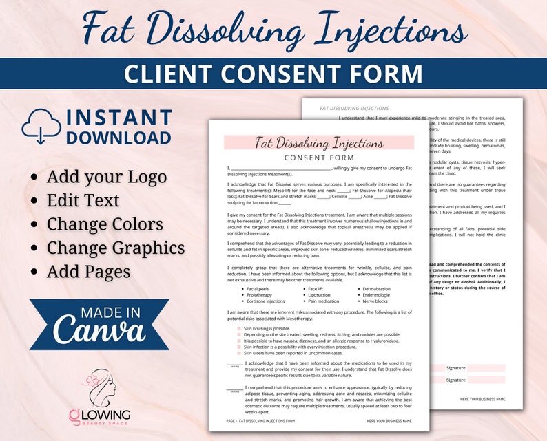 Fat Dissolving Injections Consent Form, Fat Dissolve Consent ...