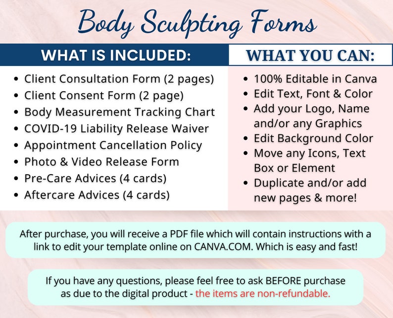 Body Sculpting Consent Form, Body Contouring Consultation Form, Fat ...