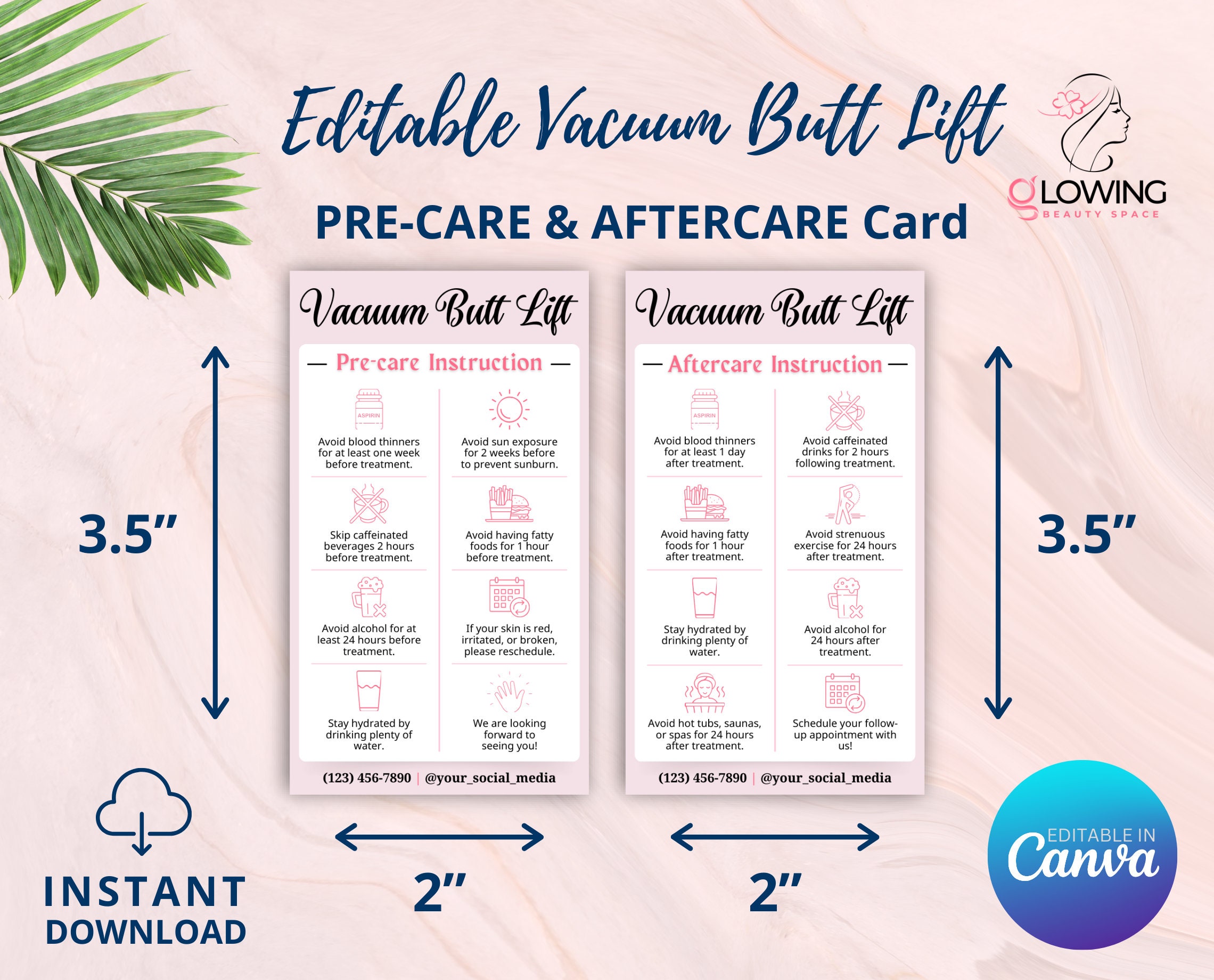 Vacuum Butt Lift Aftercare Templates, Vacuum Therapy Cards, Butt Lift ...