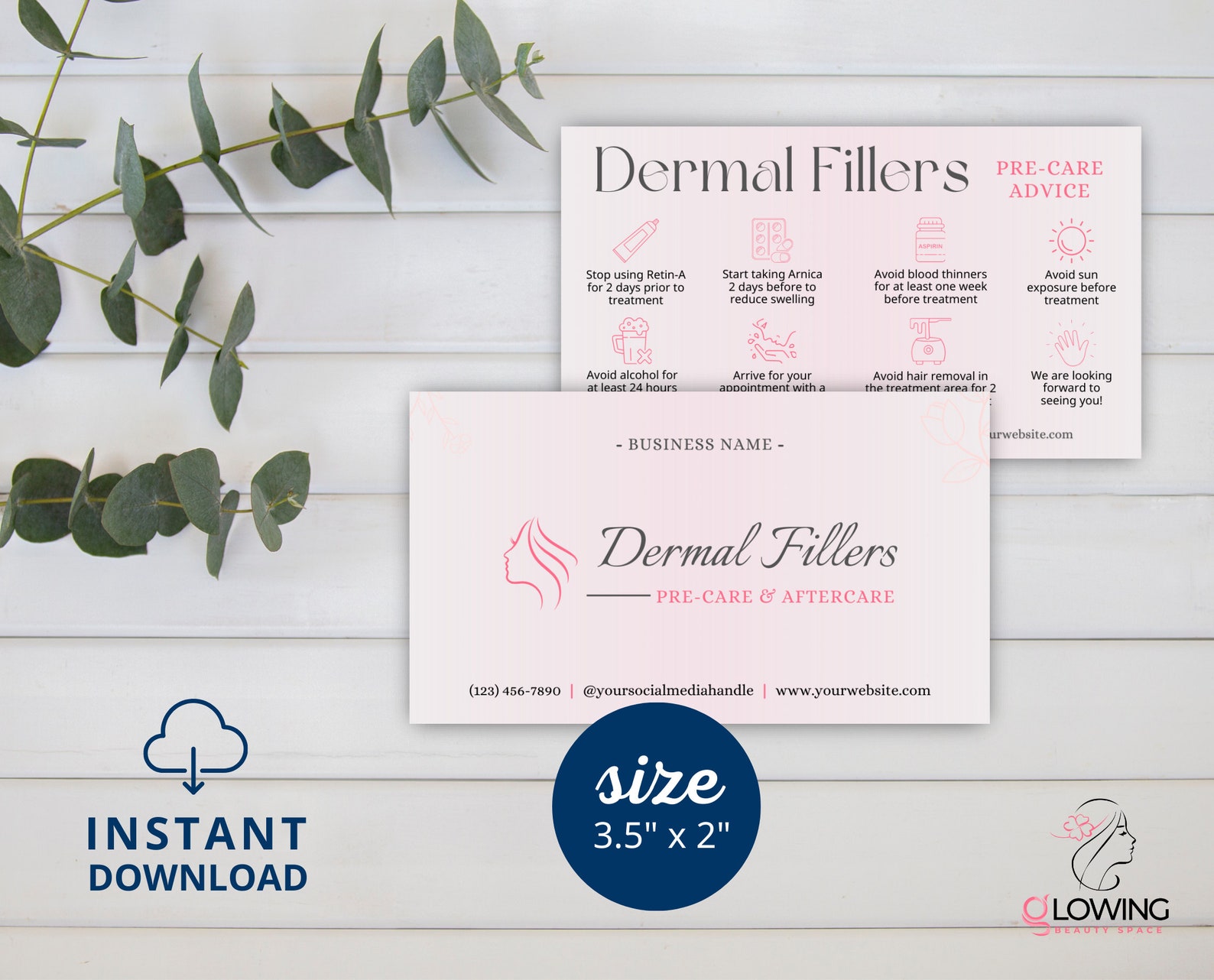 Dermal Fillers Aftercare Card Design, Editable Lip Filler Aftercare ...