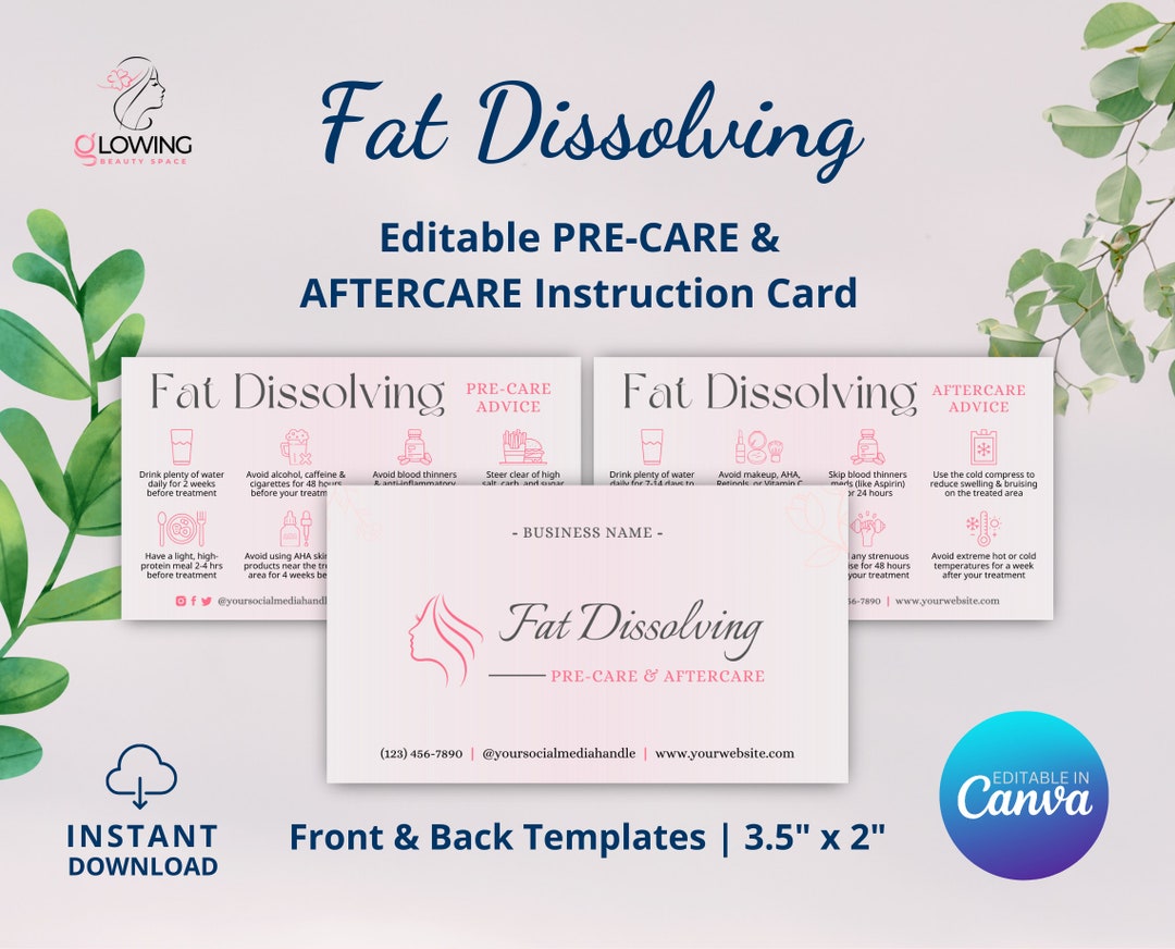 Fat Dissolve Aftercare Template, Fat Dissolving Aftercare Card, Fat ...