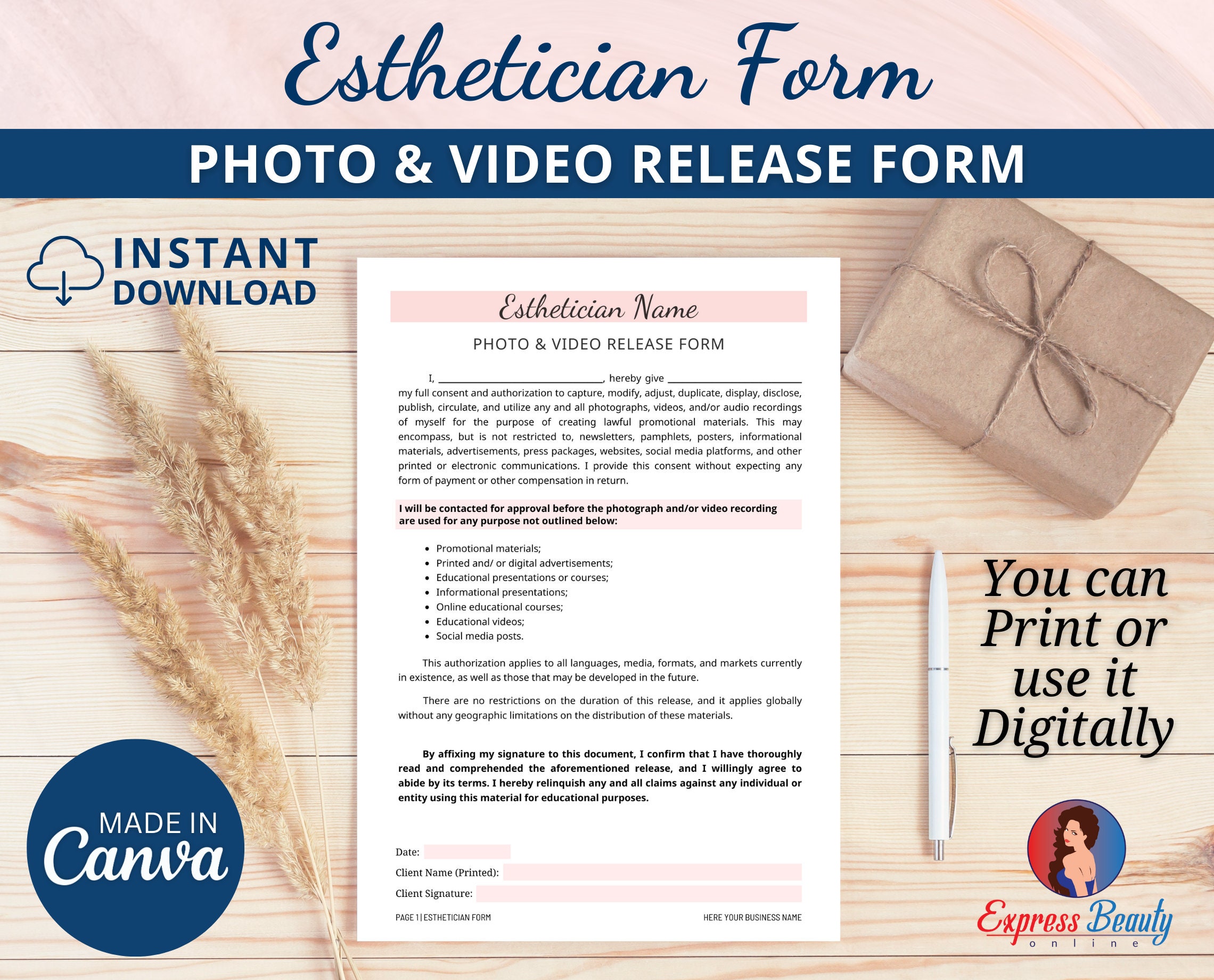 Photo and Video Release Form Fat Dissolve Body Sculpting - Etsy