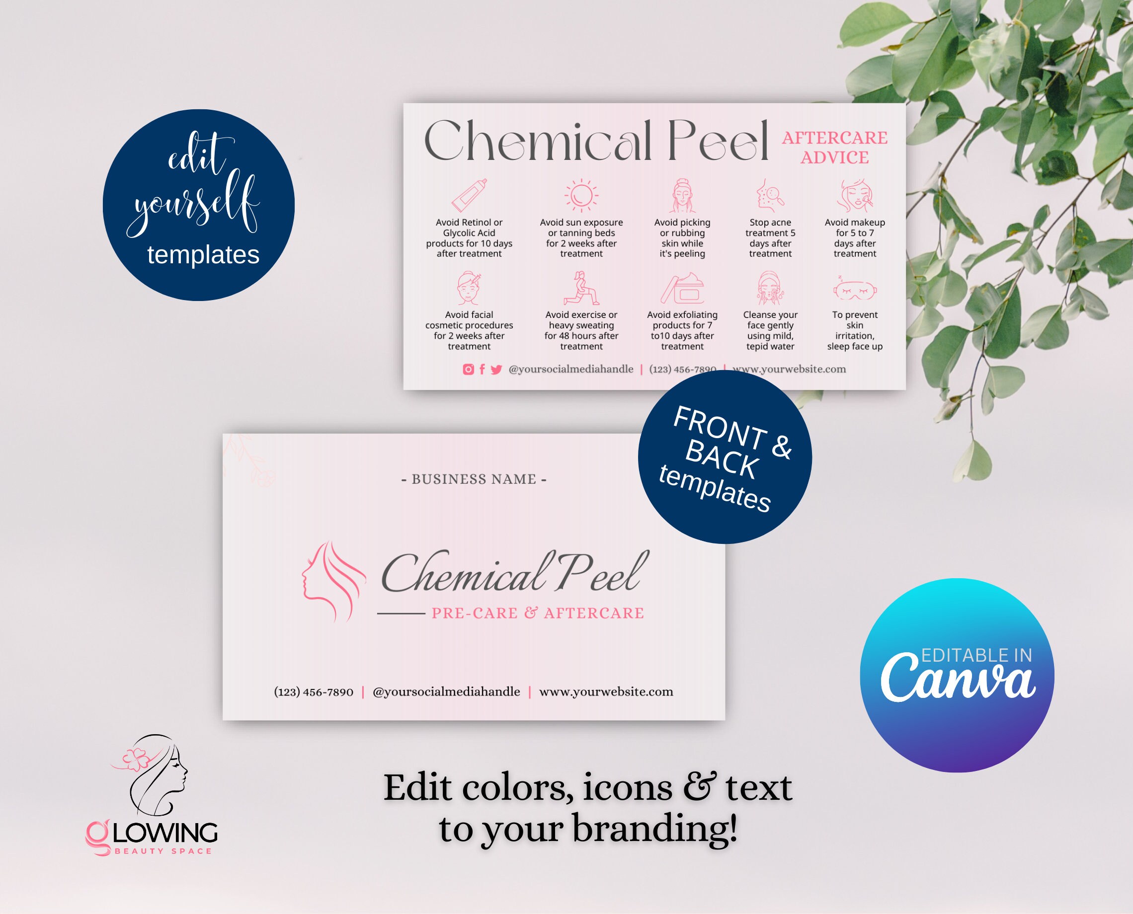 Editable Chemical Peel Aftercare Card, Facial Treatment Post Care ...
