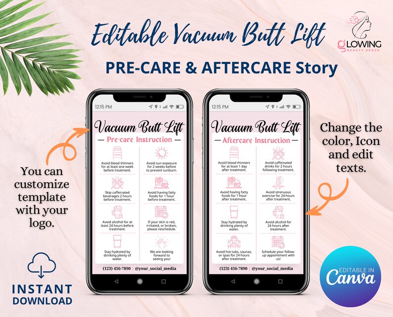 Vacuum Butt Lift Care Templates, Butt Lift Aftercare Guide, Cupping ...