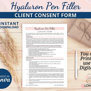 Editable Hyaluron Pen Filler Consent Form, Hyaluronic Acid Filler Pen ...