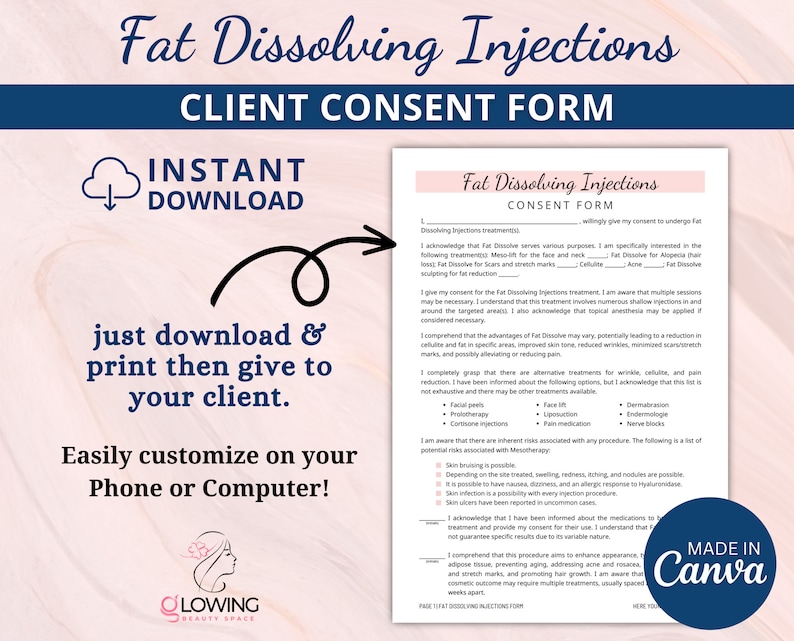 Fat Dissolving Injections Consent Form, Fat Dissolve Consent ...