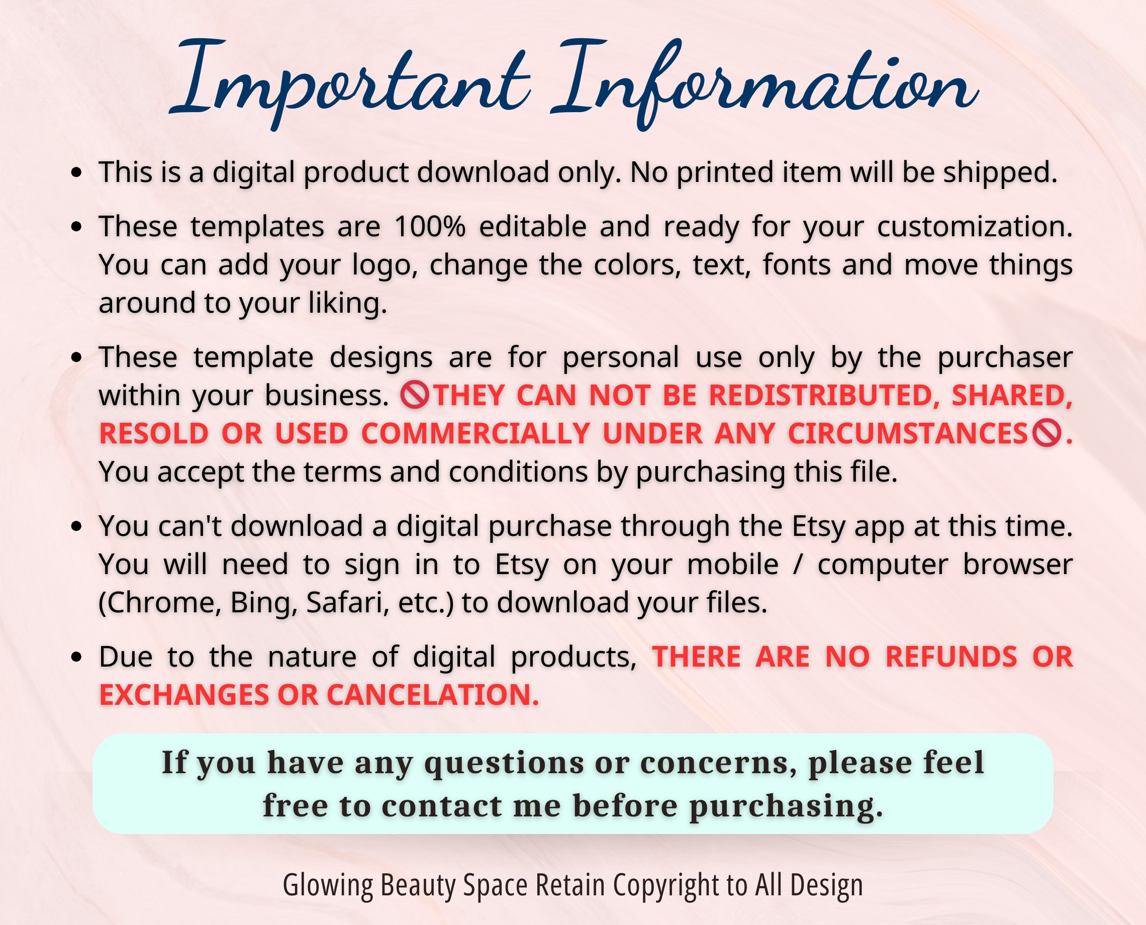 Editable Chemical Peel Aftercare Card, Facial Treatment Post Care ...