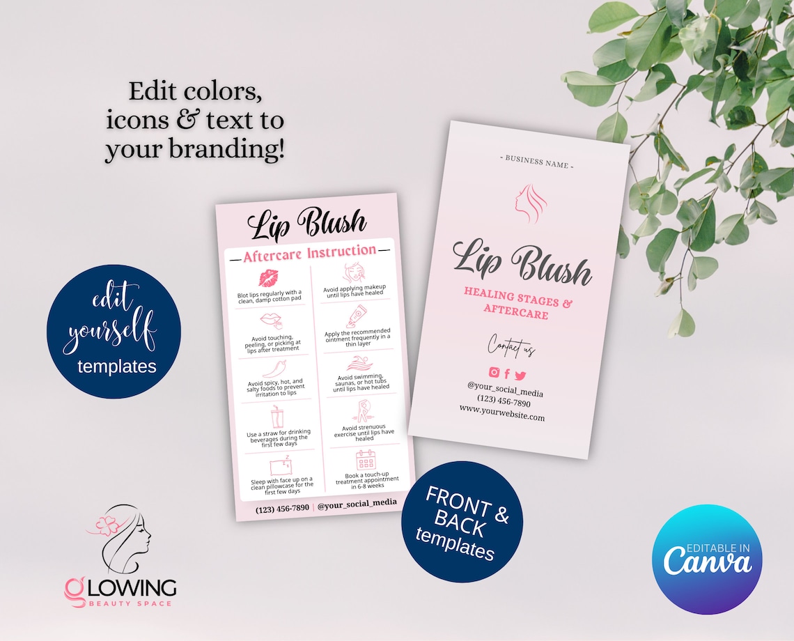 PMU Lip Blush Aftercare Cards, Lip Blush Stages of Healing, PMU ...