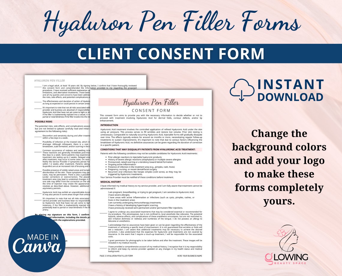 Hyaluron Pen Consent Form, Hyaluron Pen Filler Forms, Lip Filler ...