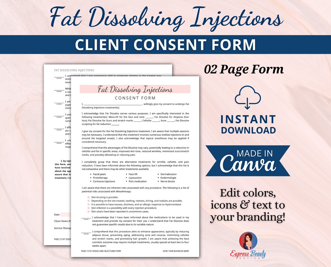 Fat Dissolving Injections Consent Form Fat Dissolve Consent - Etsy