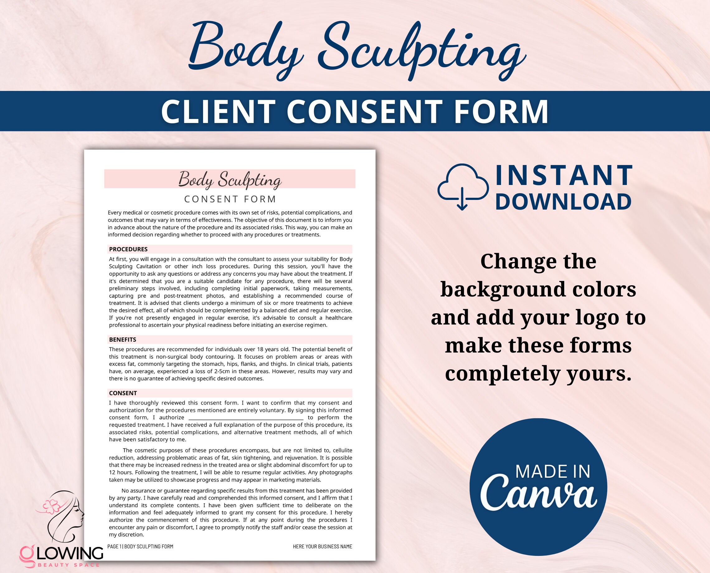 Editable Body Sculpting Consent Form, Body Contouring Consent Form, Fat ...